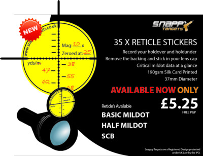 Aim Point (Dope) Stickers / Shooting Targets for Airgun, Air Rifle and ...