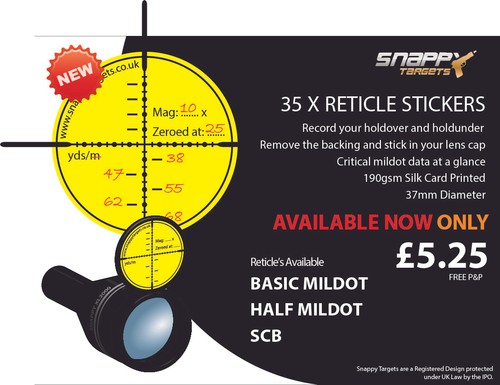 Aim Point (Dope) Stickers / Shooting Targets for Airgun, Air Rifle and ...