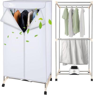Electric Clothes Dryer Heated Machine 2 Tier Wardrobe Airer Rack Cover ...