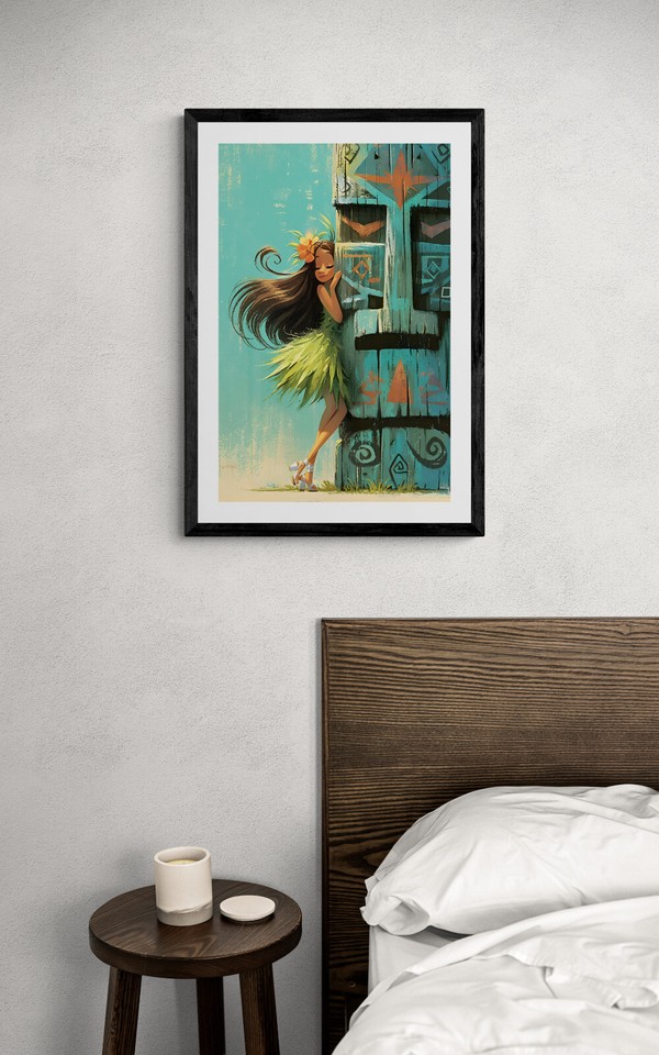 1960s Vintage Tiki Theme Pin Up Art Print ptg3 | eBay