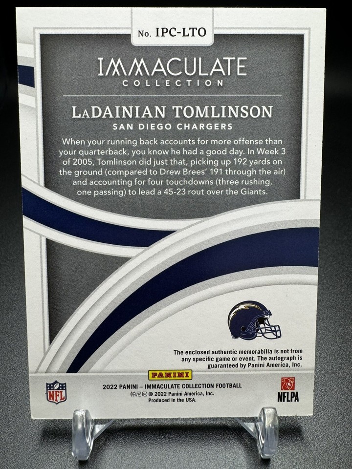 2022 Immaculate LaDainian Tomlinson IPC-LTO Immaculate Player ...