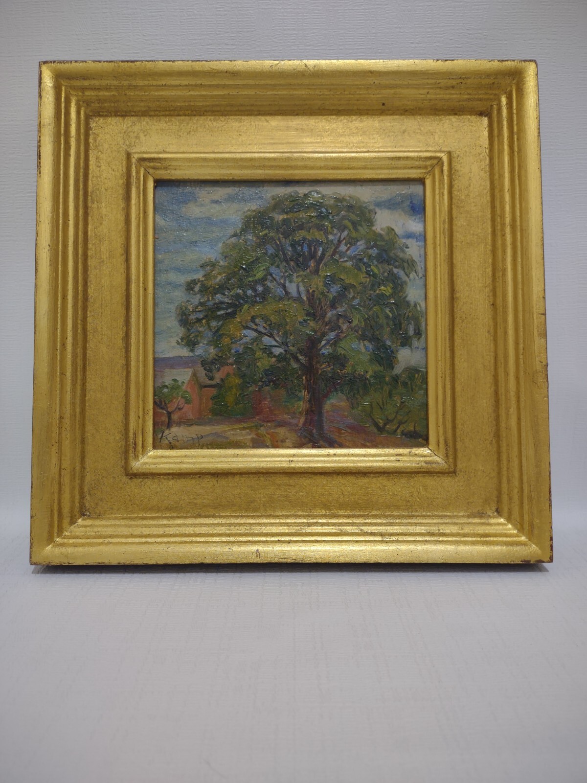 Louise Kamp Oil Painting Red Barn Summer Tree Signed Listed Artist ...