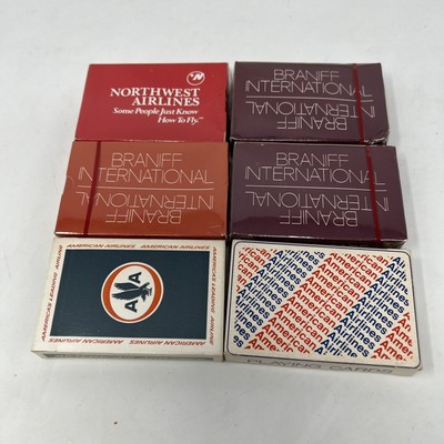 Lot of 6 Decks of Vintage Airline Playing Cards American, Braniff ...