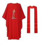 Catholic Red Chasuble with Bird Wheat Embroidered Priest outer Vestment ...