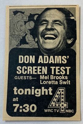 1975 small WRC tv ad ~ DON ADAMS' SCREEN TEST | eBay