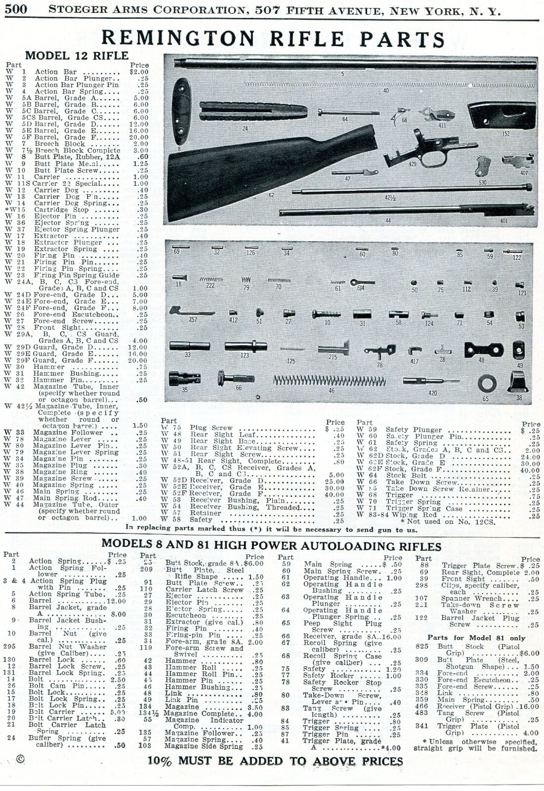 1943 Print Ad of Remington Model 12 Rifle Parts List | eBay