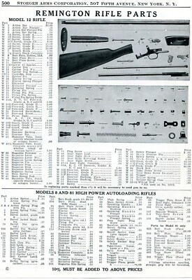 1943 Print Ad of Remington Model 12 Rifle Parts List | eBay