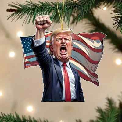 Patriotic Trump Fight 2D Ornament Christmas Tree Decoration Hanging ...