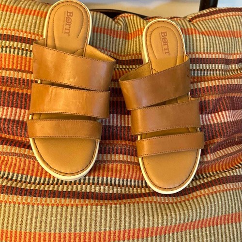 Women's Mallorie Leather Platform Brown WedgeSlides Size 10 | eBay