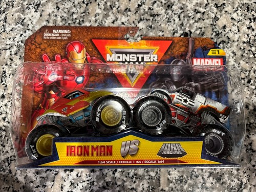 Monster Jam Marvel Series 1 Iron Man Vs War Machine 2 Pack 1:64 Scale ...