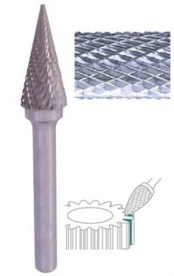 Fraise lime CW conique bout pointu SM denture diamant Ø 16 x 25 queue Ø ...