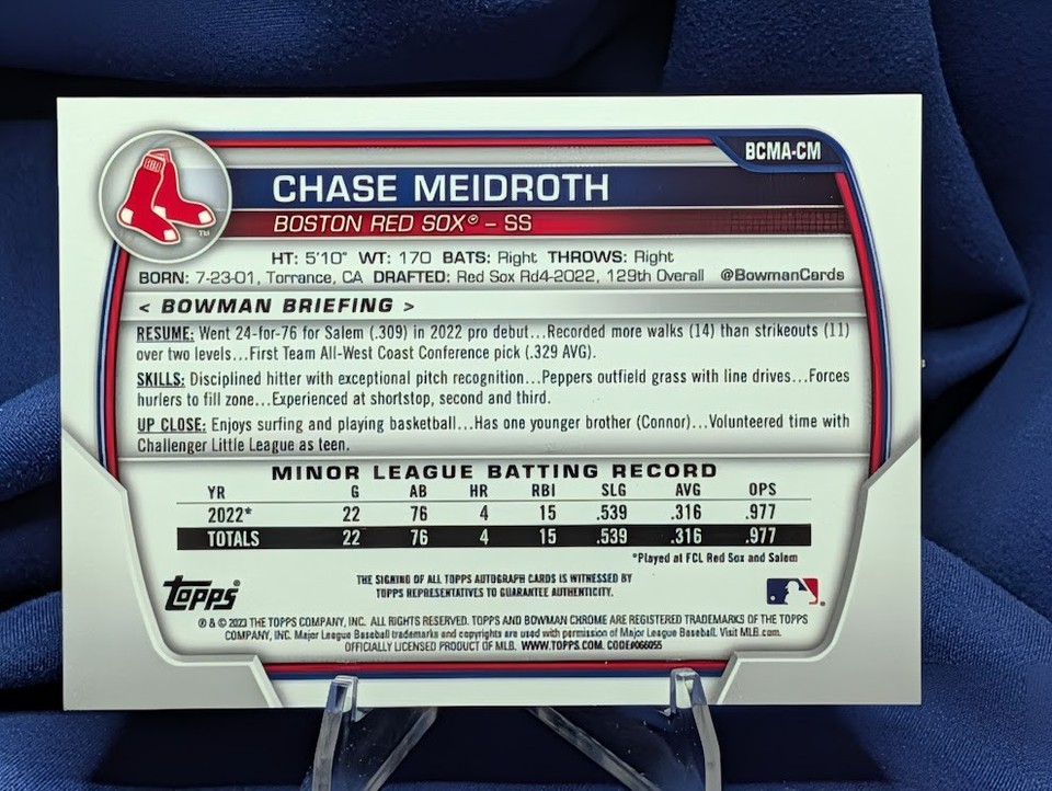 ~ Chase Meidroth 2023 Bowman Chrome Mega Box Mojo Auto | eBay
