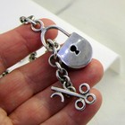 Stunning Vintage Large Sterling Silver Padlock Lock Key Chain 65.2 Gram ...