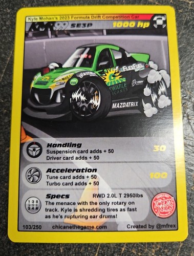 Chicane Trading Cards Formula Drift, Kyle Mohan Racing RX8 2023 Version ...