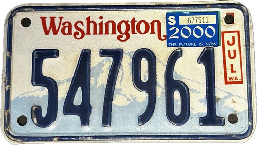 VINTAGE 1987-99 (2000) WASHINGTON WA STATE MOTORCYCLE MC LICENSE PLATE ...