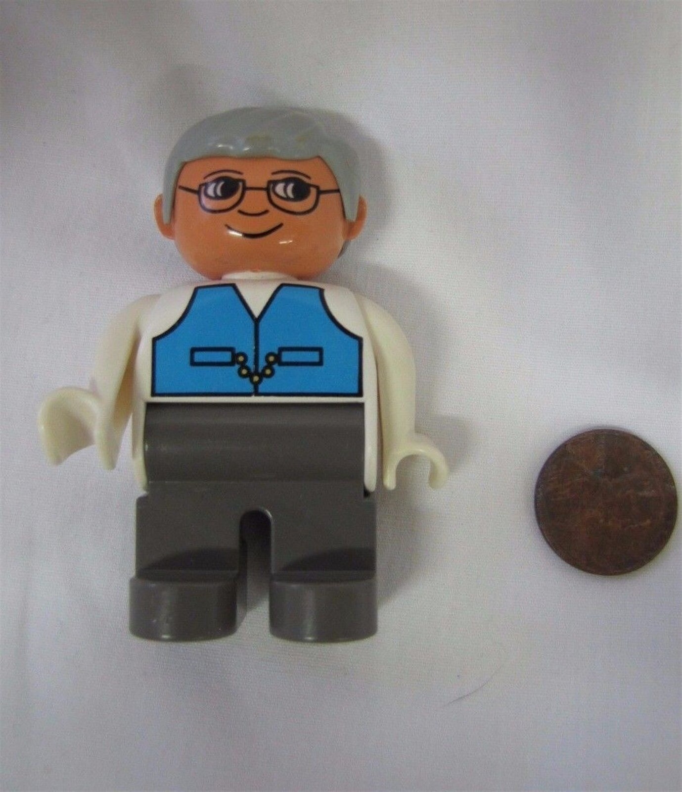 Lego Duplo Grandfather Man Pappy Grandpa 2.5" Figure Blue Vest Vintage ...