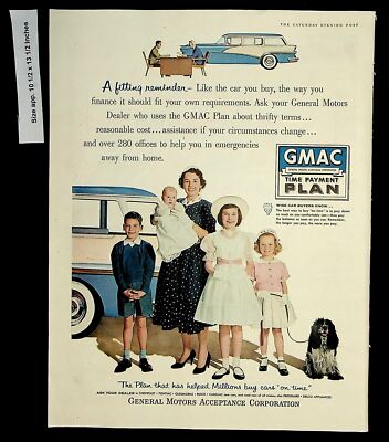 1956 GMAC Time Payment Plan General Motors Car Vintage Print Ad 8424 | eBay