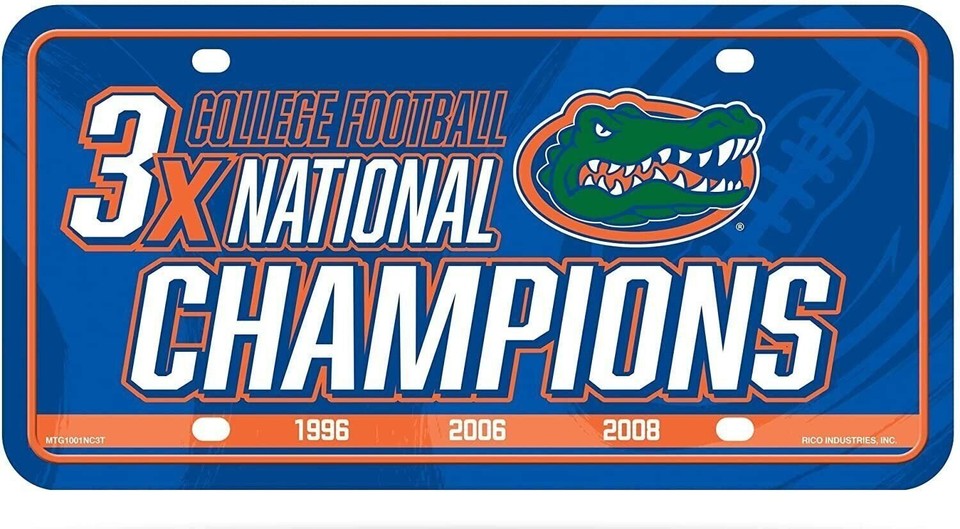 University of Florida Gators Metal Auto Tag License Plate, 3-Time ...