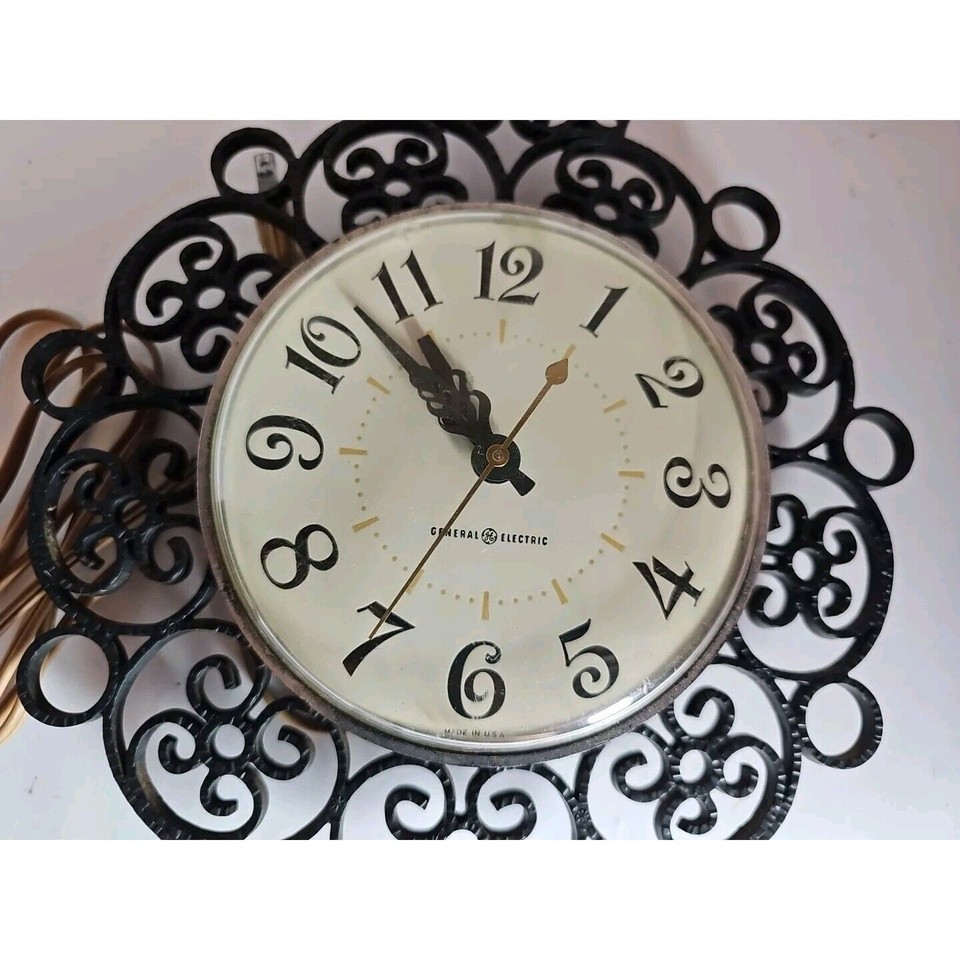Vintage General Electric Wall Clock Model 2151 Mid Century Mod Regency ...