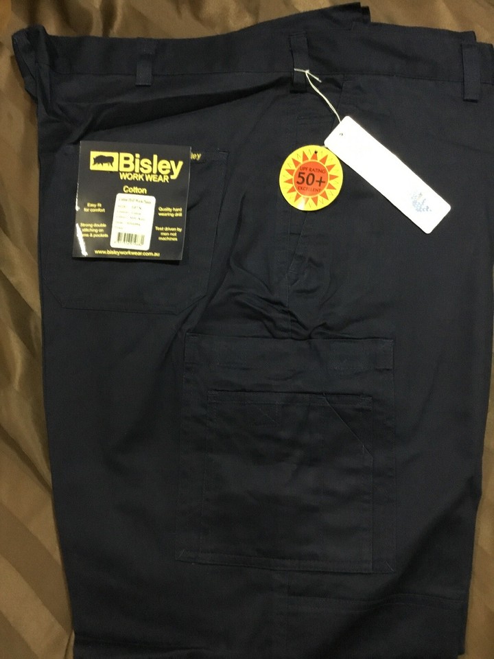 Bisley Cool Lightweight Work Pant Cargo Blue 100% Cotton Size 107s ...