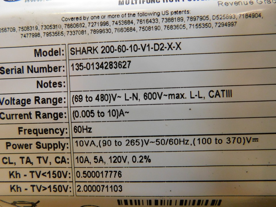 Electro Industries Shark 200-60-10-V1-D2-X-X Multifunction power meter NEW CSQ | eBay