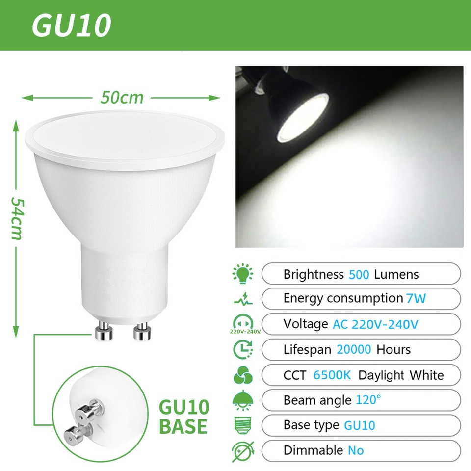 10X LED GU10 Light Bulbs 5W 7W Warm Cool Day White Spotlight Eneygy ...