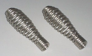 TWO Wood Stove Spring Door Handles, nickel silver chrome finish, wire ...