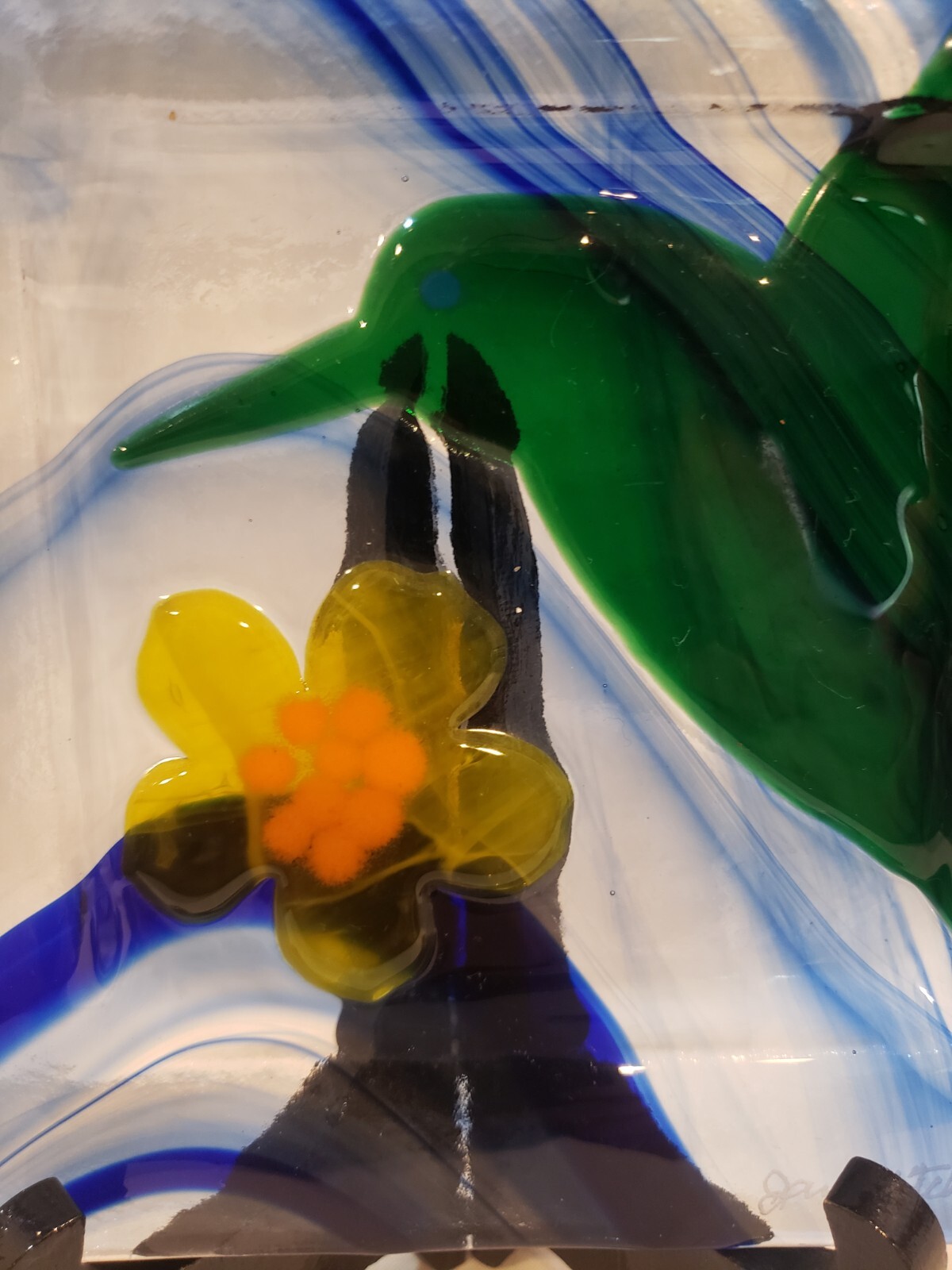 Mitchell Larson Glass Studio Signed Jan Mitchell 6"x6" Fused Glass ...