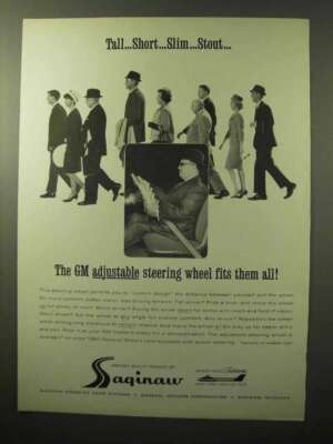 1964 GM Sagniaw Adjustable Steering Wheel Ad | eBay
