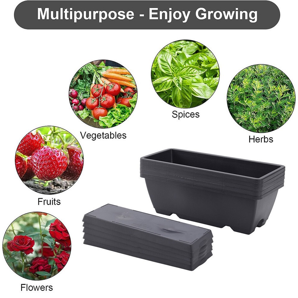 120cm Trough Plant Pot Long Plastic Planter Outdoor Garden Herb Flower ...
