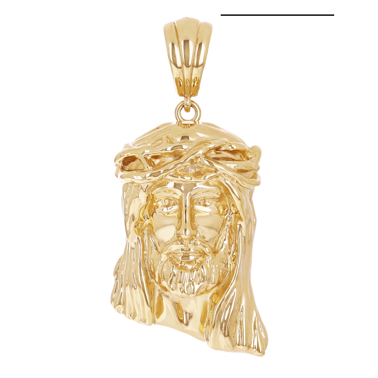 Italian 14k Yellow Gold Jesus Piece Jesus Christ Face Pendant 2.1" 9.5 ...