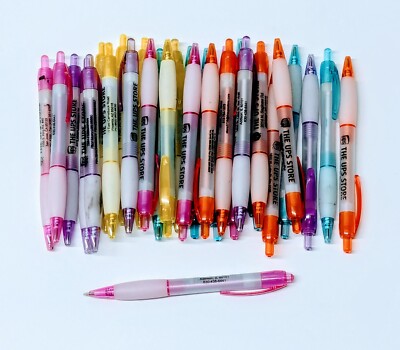 30ct Lot Misprint Retractable Click Pens w/Grip: TRANSLUCENT Pink ...