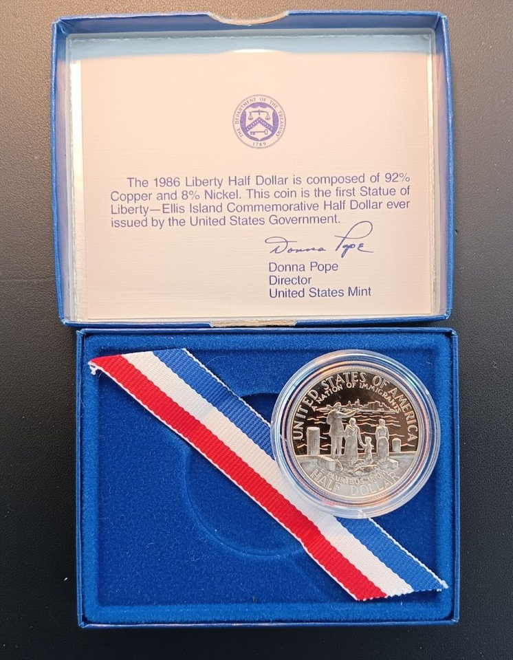 1986-s Proof Statue of Liberty Half Dollar - Encapsulated with Box and ...