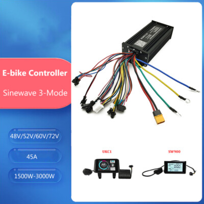 EBike 48/52/60/72V 45A 3-Mode Sine Wave Controller w/ SW900/UKC1 LCD ...