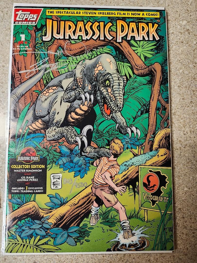 Jurassic Park 1 SIGNED GEORGE PEREZ WALT SIMONSON COA & Cards VF/NM ...