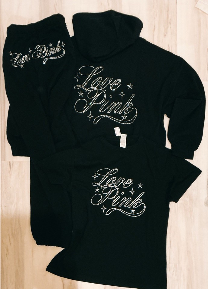 Victoria's Secret PINK Bling Rhinestone Hoodie & Leggings SET XS-XXL ...