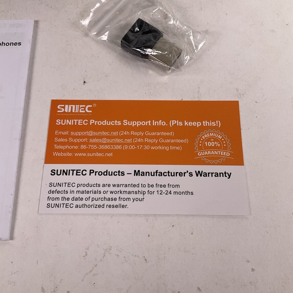 SUNITEC Wireless Headset Model BH890 Microphone Noise Cancellation With ...