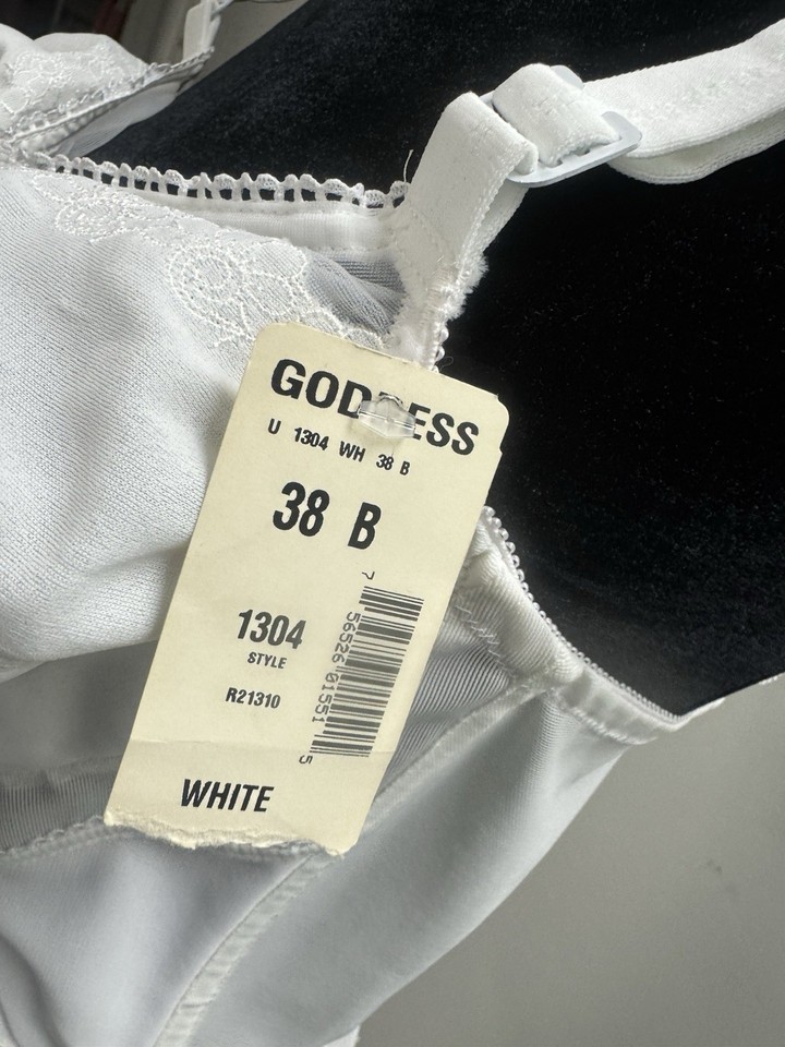 Soft Touch Goddess Bra White Style # 1304 Size 38 B Soft Cup Longline ...