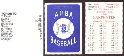 1997 APBA Season XB Player 10 card - TORONTO BLUE JAYS Team Set | eBay