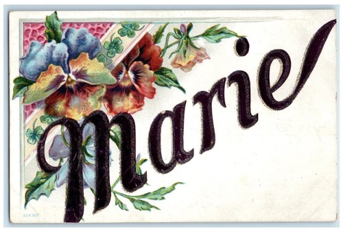 c1910's Marie Name Flowers Glitter Embossed Kansas City Missouri MO ...