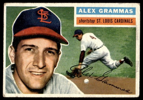 1956 Topps Baseball Card Alex Grammas St. Louis Cardinals #37 Gray Back ...