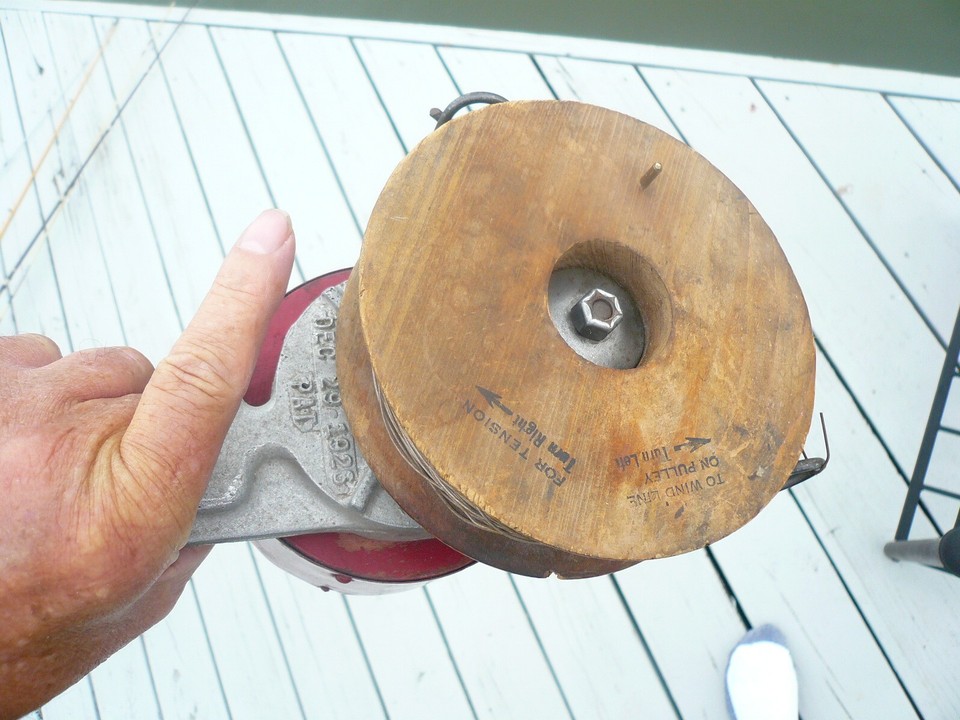 SCHALLER PAT 1926 WOOD HANDLINE WALLEYE TROLL REEL,GORGEOUS ,COMPLETELY ...