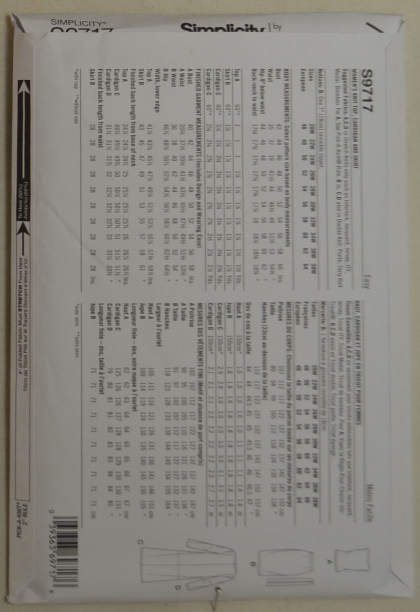 Simplicity - 9717 - Women's Knit Top, Cardigan, & Skirt | eBay