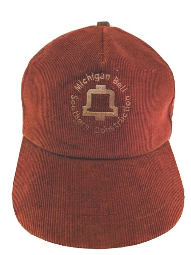 Vintage Red Corduroy Michigan Bell Southern Construction Baseball Hat ...