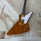 US Ship Explorer Shape Electric Guitar Natural Wood Finish with Gold ...