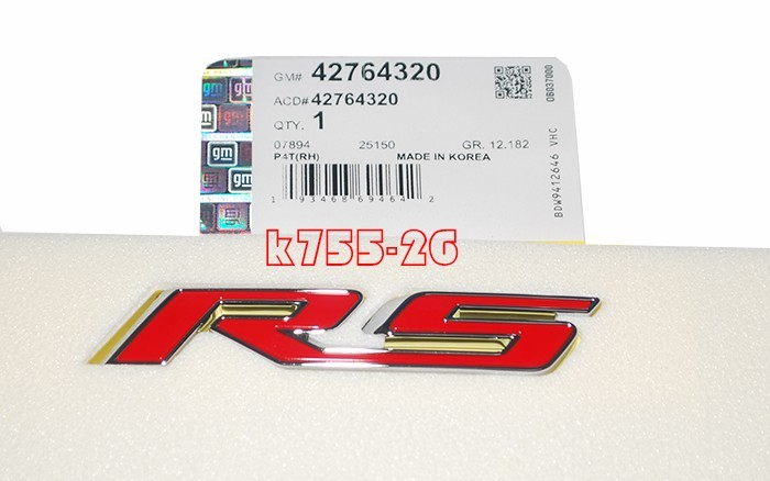 OEM GM CHEVROLET NAMEPLATE "RS" 42764320 Trailblazer Liftgate ...