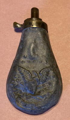19th C. Embossed Eagle copper and brass pistol Powder Flask, Relic ...