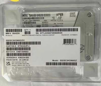 960GB Intel S4620 SSD SATA 6Gb/s 2,5" SATA III SSDSC2KG960GZ Solid ...
