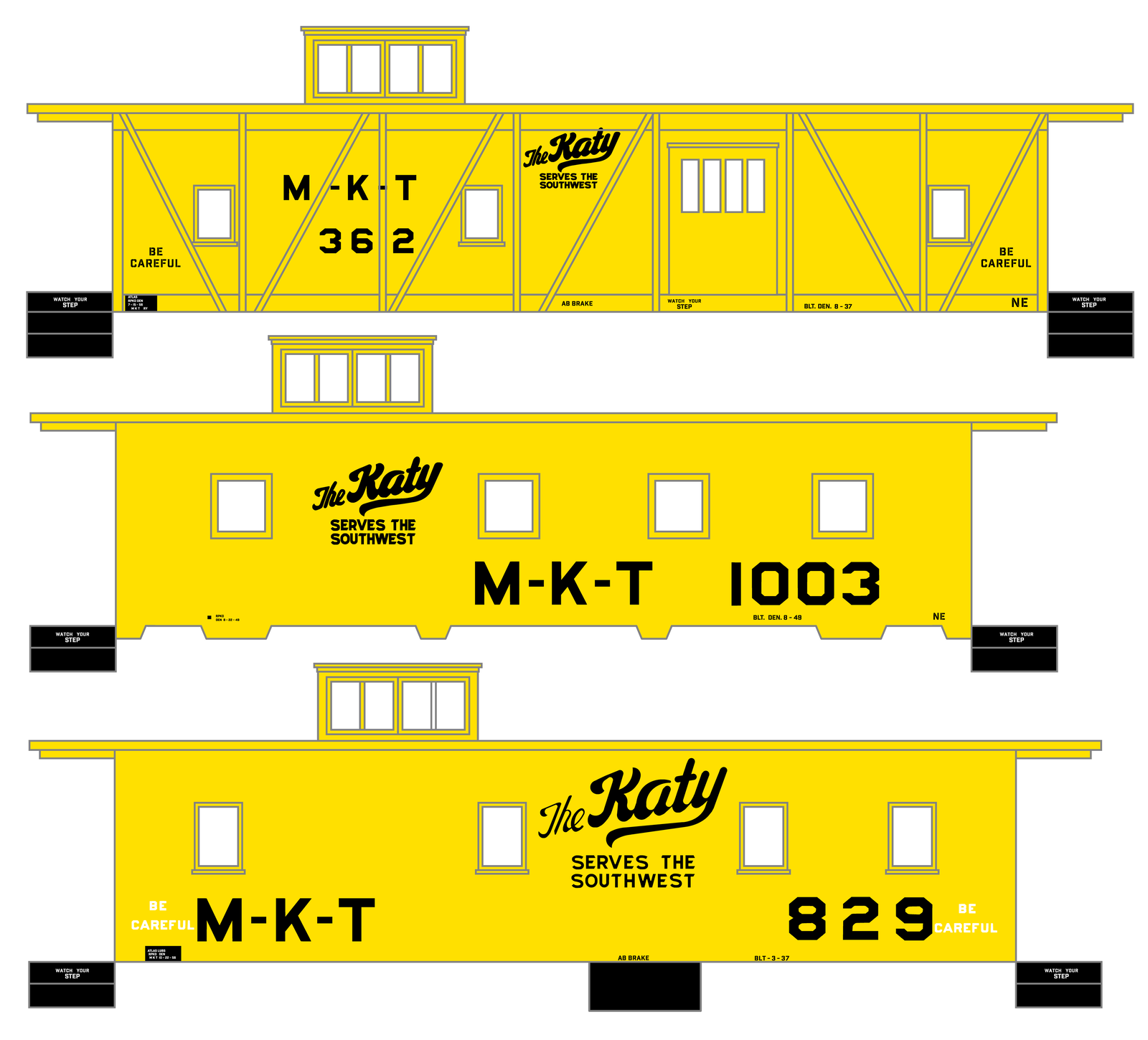 K4 O Scale Decals Missouri Kansas Texas MKT Katy Caboose Black | eBay