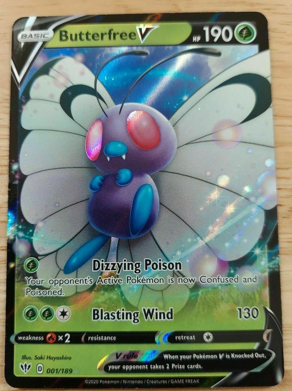 ULTRA RARE Butterfree V 001/189 Darkness Ablaze - NM Full Art Pokemon ...